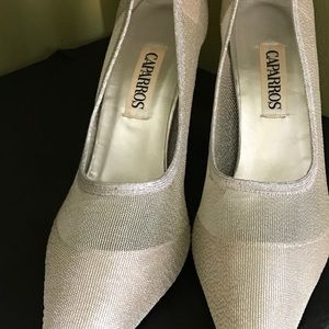 Caparros | Shoes | Caparros Silver Mesh 3 Dressy Heels So Stylish ...